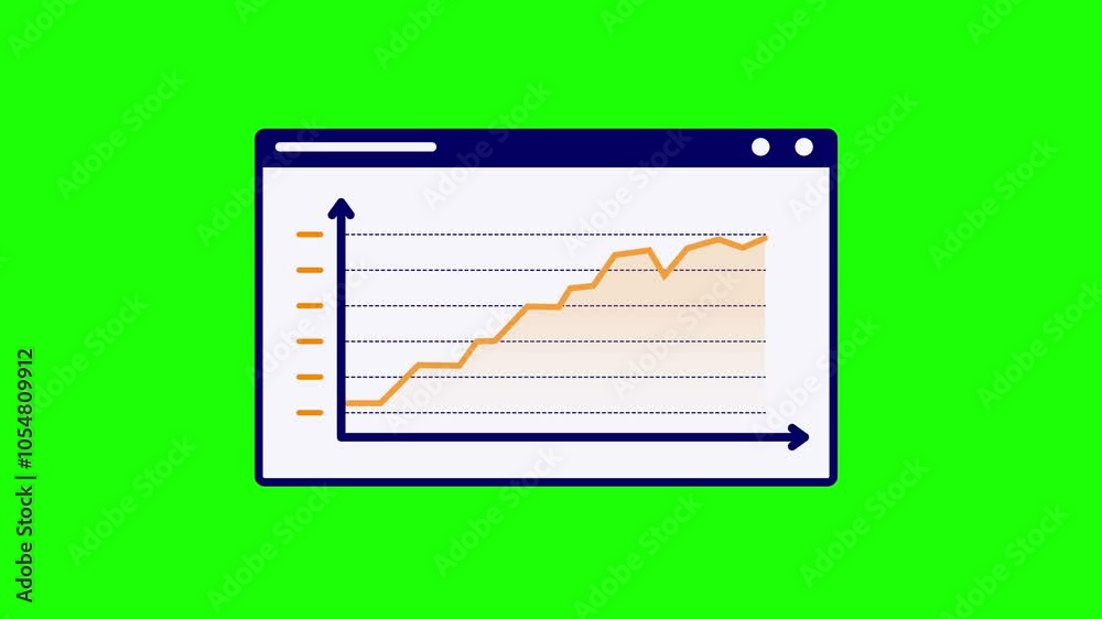 Animation of a business chart going up in green screen background is ...