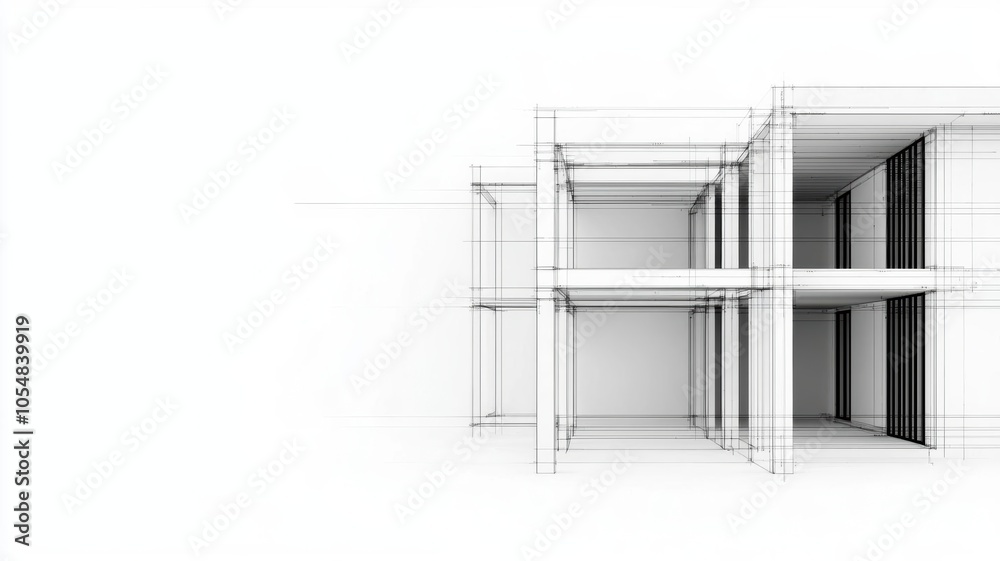 Blueprint of a complex building structure, emphasizing strength and ...