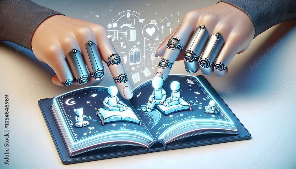 3D Close Up Family Hands Interacting Holographic Storybook Bedtime ...