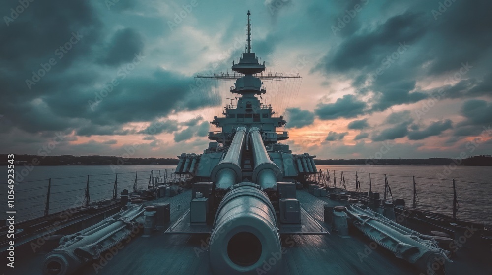 Battleship turret loaded and ready, showcasing the power of naval ...
