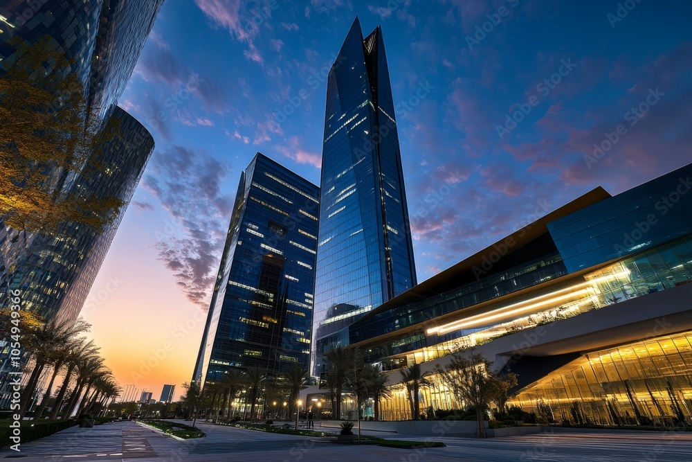 Stunning blue hour photography of kafd buildings in riyadh, saudi ...