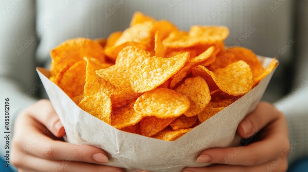 Overweight Person Indulging in Bag of Chips While Relaxing on Couch ...