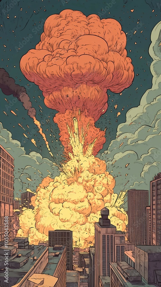 Explosion scene that looks like it could be in a movie.generated by AI ...