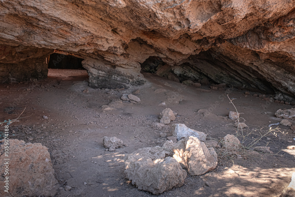 Cyclops Cave, a large spacious cave with two entrances, view of the ...