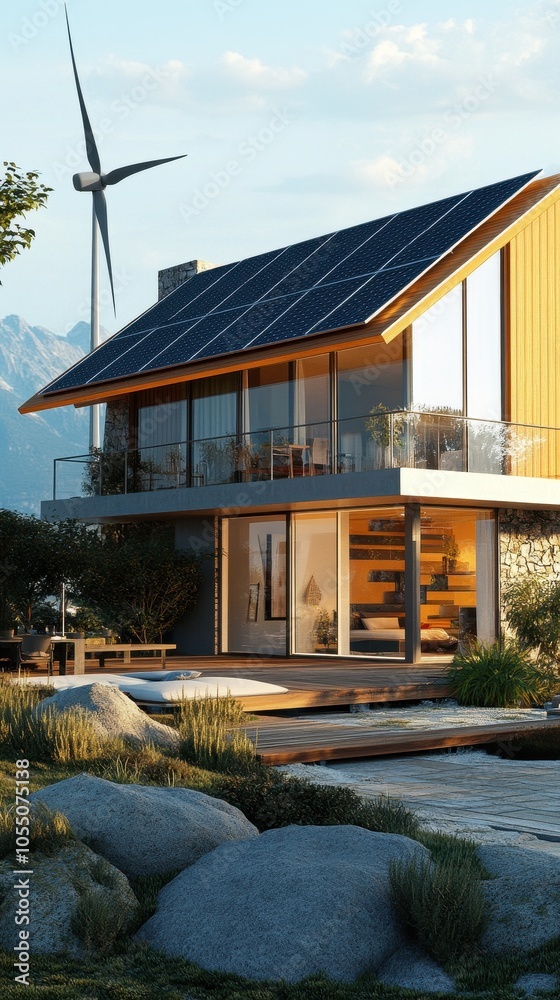 Modern net zero energy home showcasing sustainable architecture with ...