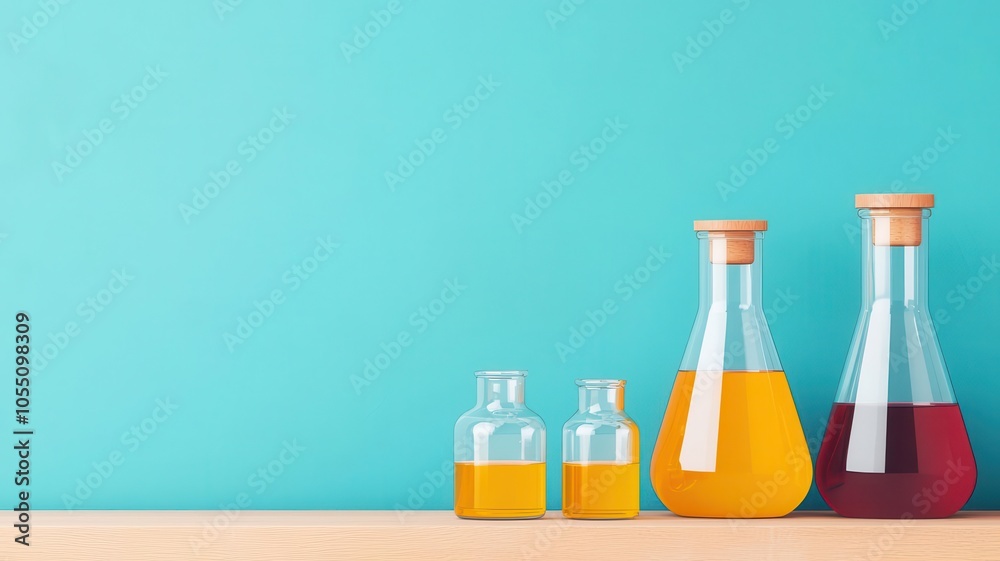 Chemistry classroom with lab benches set up with beakers and test tubes ...