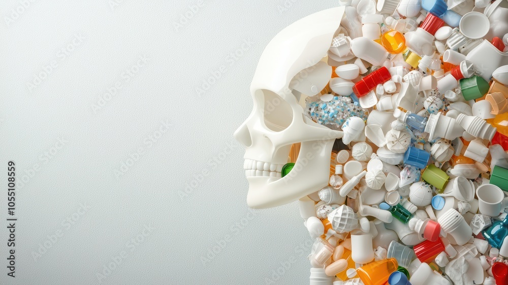 Foto de Human Skull Made of Microplastics and Plastic Waste A human ...