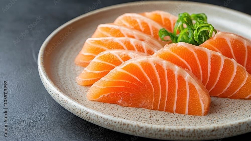 Exquisitely Arranged Sashimi Slices on a Ceramic Plate A Captivating ...