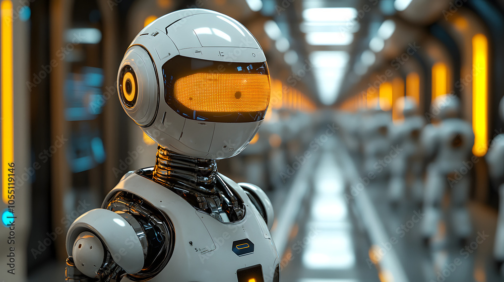 A High-Tech Office Scene Where Robots Handle Repetitive Administrative ...