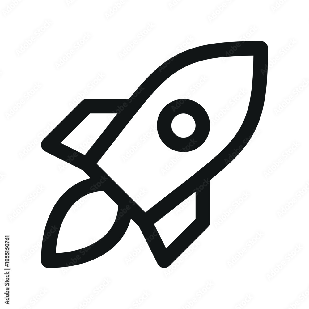 Rocket launch UI icon, rocket ship simple line user interface vector ...