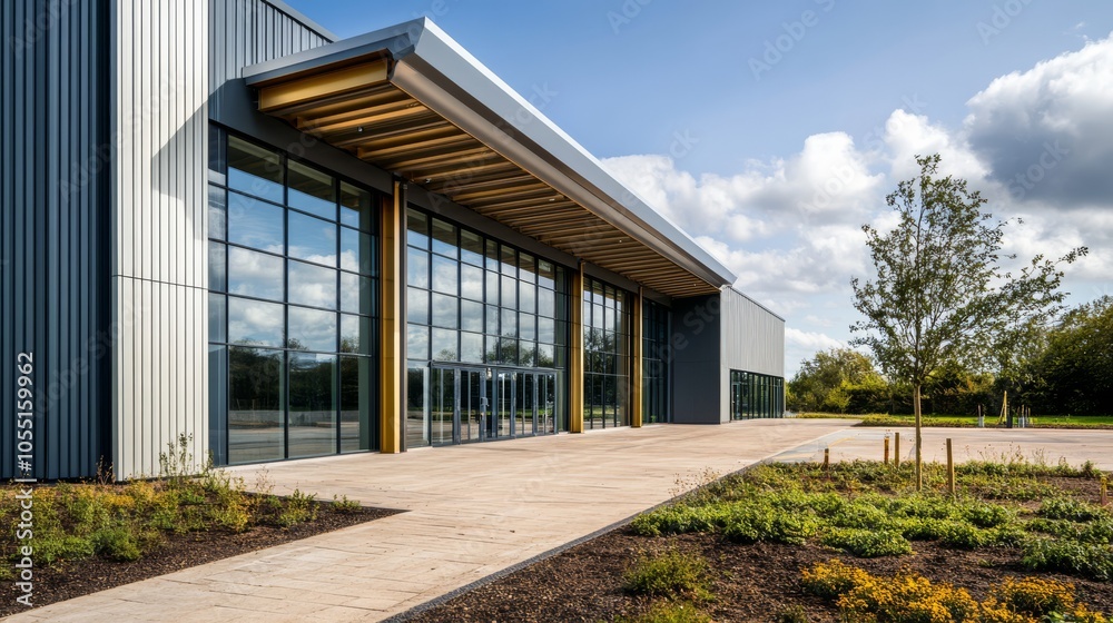 Modern Industrial Building: A contemporary industrial building with a ...