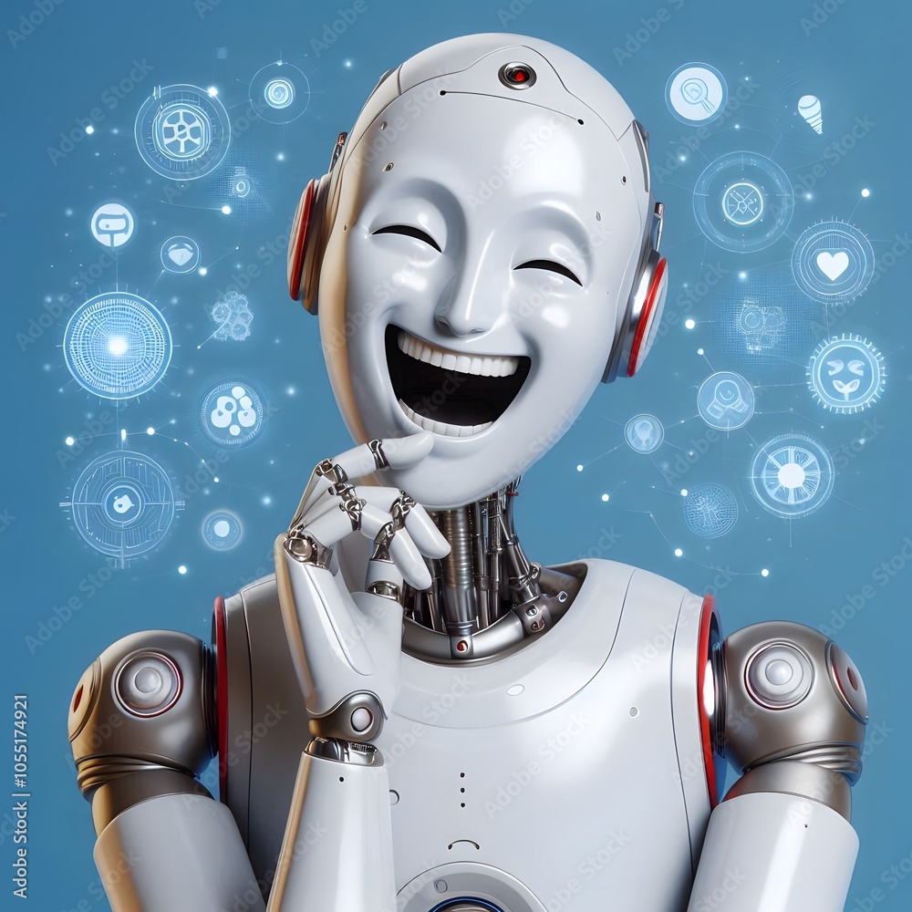 artificial intelligence robot humanoid smile emotion kind laughing ...