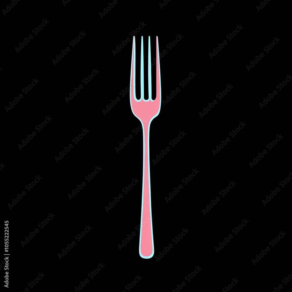 This illustration showcases a minimalistic fork designed for a catering ...