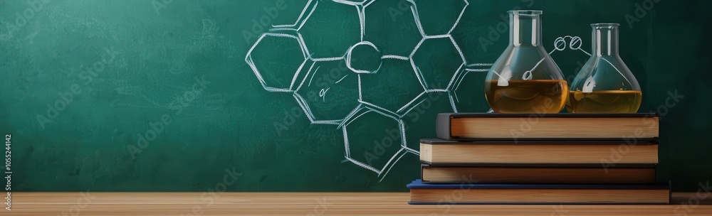 3D model of a blackboard in a science lab filled with notes on a ...