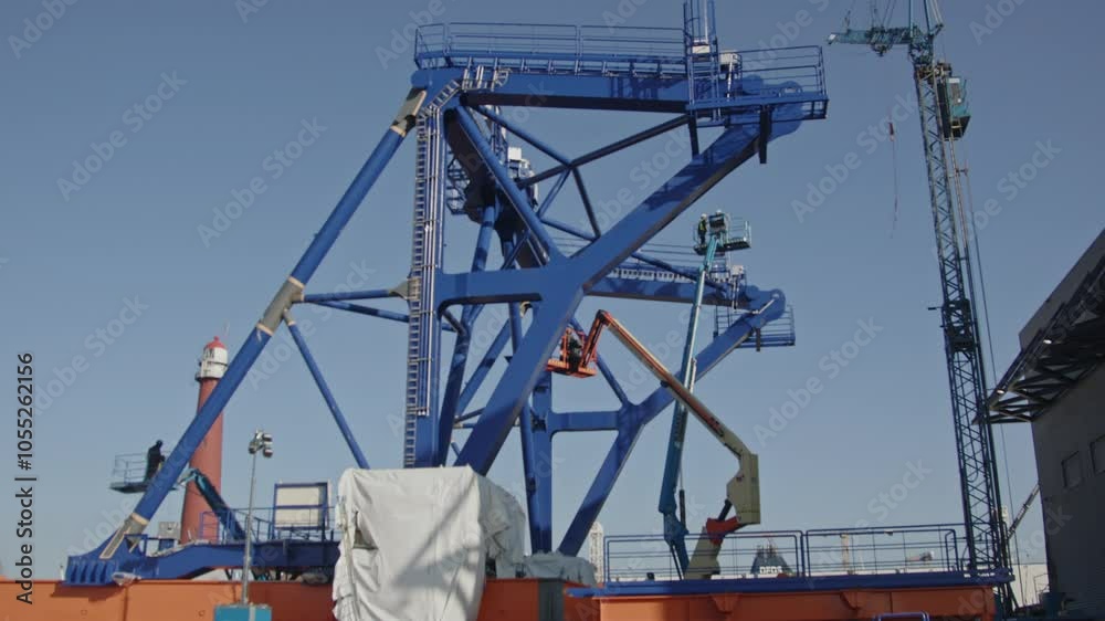 Beautiful tilt up of a pre-piling template being constructed at a dock ...