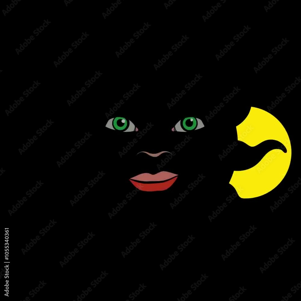 Un Sol negro con rostro sonrie mientras la luna rota detrás suyo. Vídeo ...