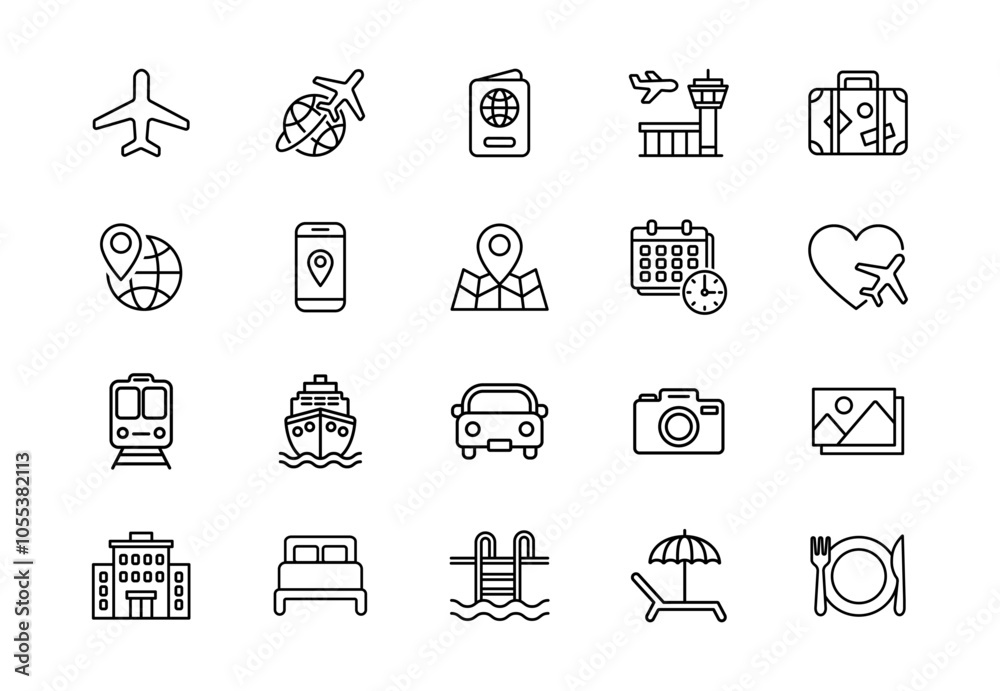 travel icon vacation trip tour holiday destination map vector ...