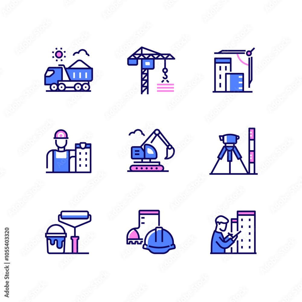 Building and construction - line design style icons set. Quality ...