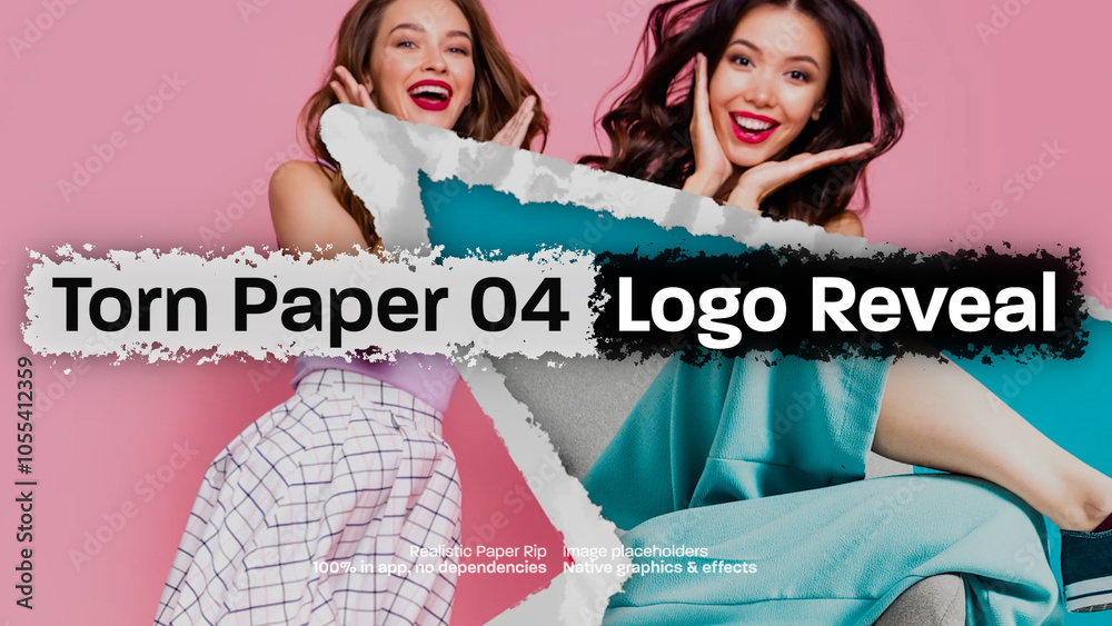 Torn Paper Image Logo Reveal 04, Organic Paper Rip Effect Intro Opener ...