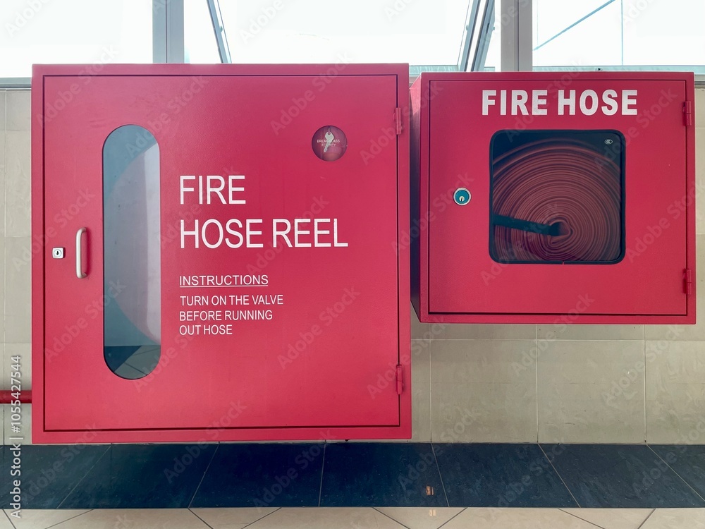 Fire extinguisher and fire hose reel available in the Lift Lobby for ...