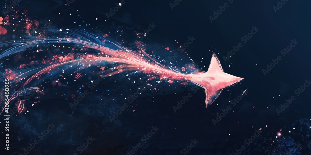 Leuchtender Stern mit Schweif am Nachthimmel Stock Illustration | Adobe ...