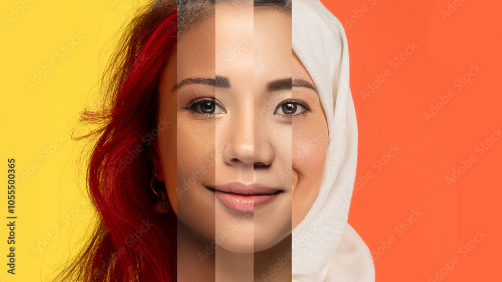 Foto de Collage made of female faces of different ethnicities and ...
