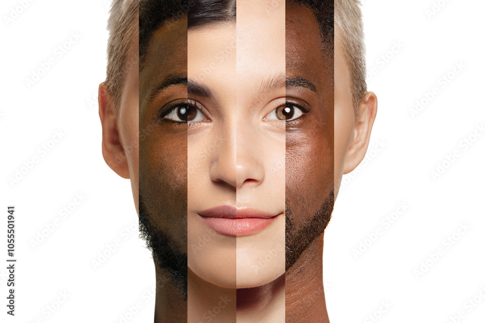 Unique portrait collage combining male and female faces from various ...