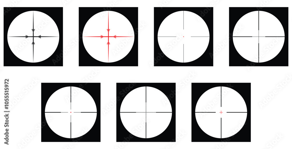 Gun Sight Crosshairs Icon. Sniper rifle, weapon optical scope aim ...