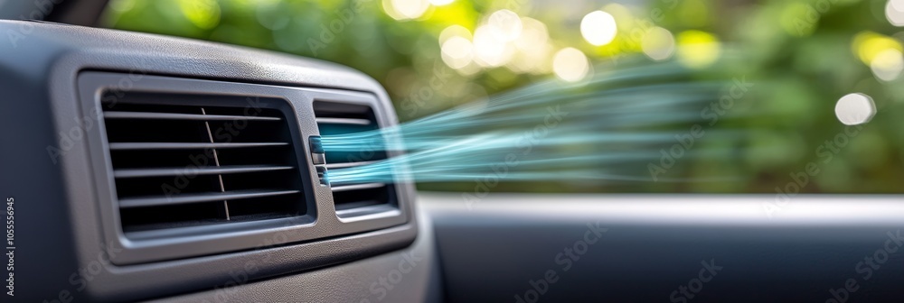 Car Air Conditioner, Close Up View. Air Duct in Car Panel with Cold ...