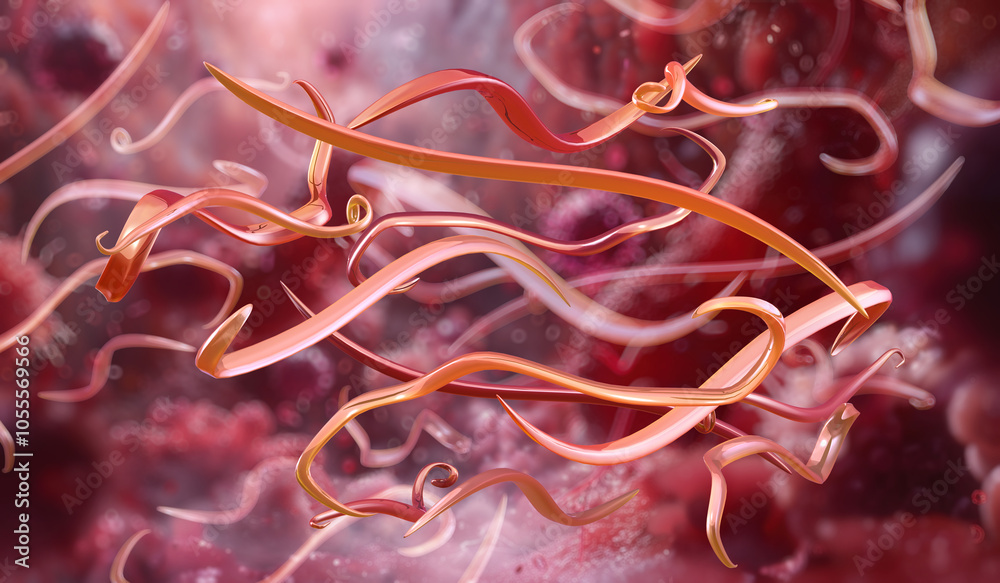 Ilustrace „Ascaris lumbricoides, a parasitic roundworm. Parasitic worm ...