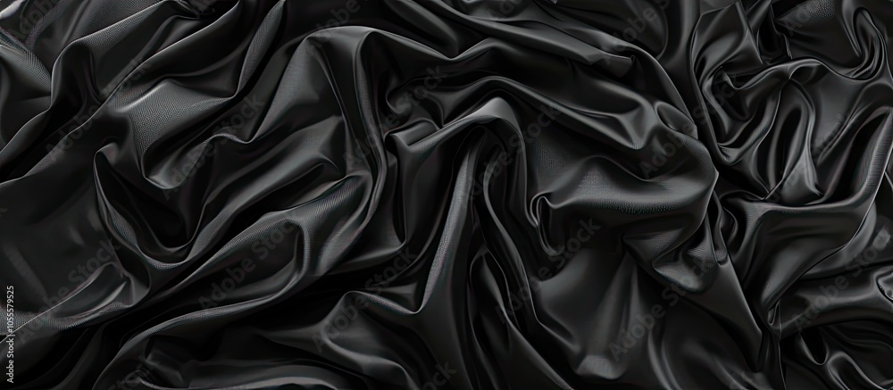 Wrinkled black cloth texture with rippling patterns for use as a ...