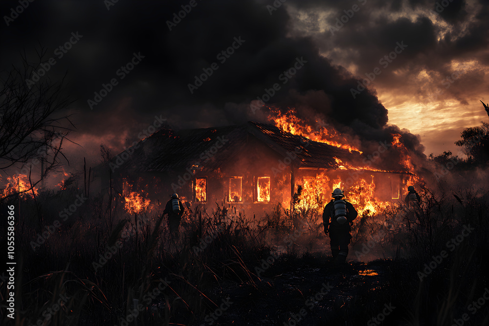 Firefighters, the best team, are controlling a very difficult fire. The ...