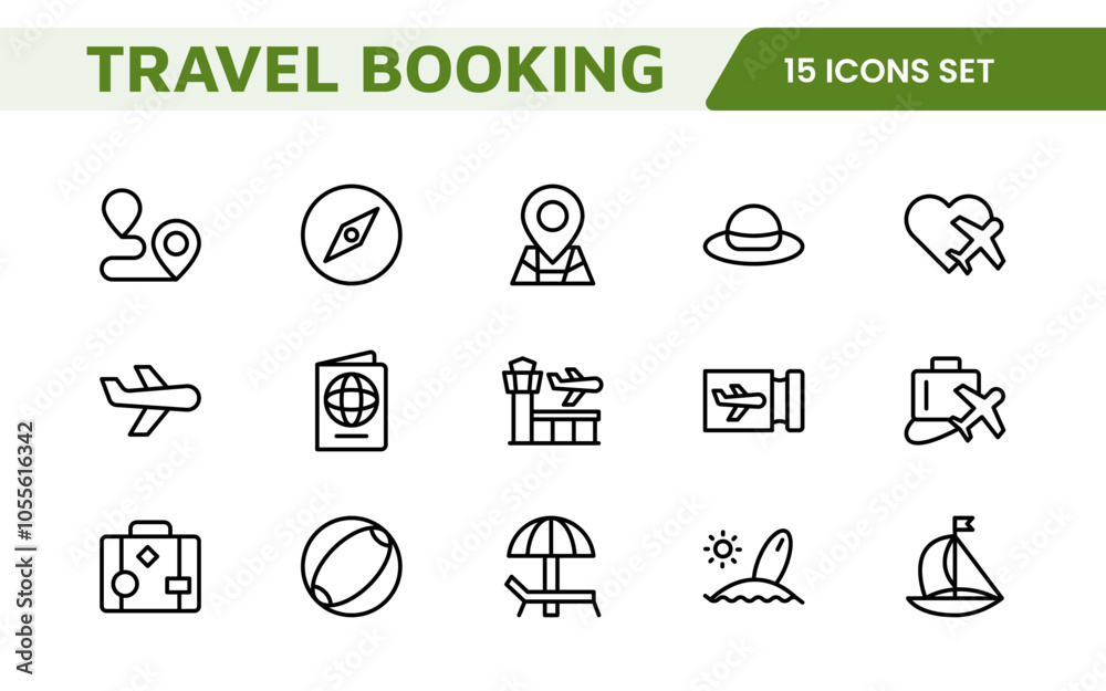 Travel Booking Icon Set. Stylish and user-friendly icons for enhancing ...