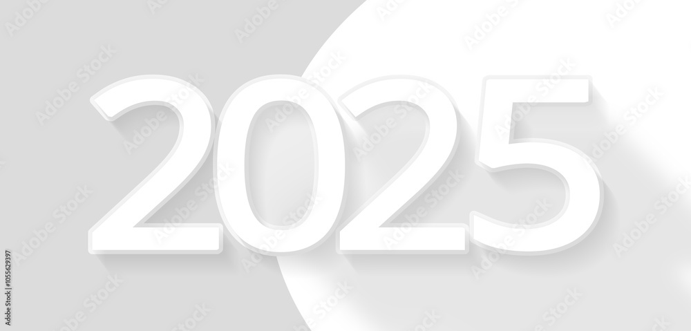 new year 2025, font-weight: bold, white dark outline silhouette as icon ...