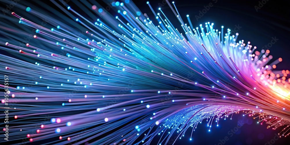 Fiber-optic like strands woven together in a complex pattern, optical ...