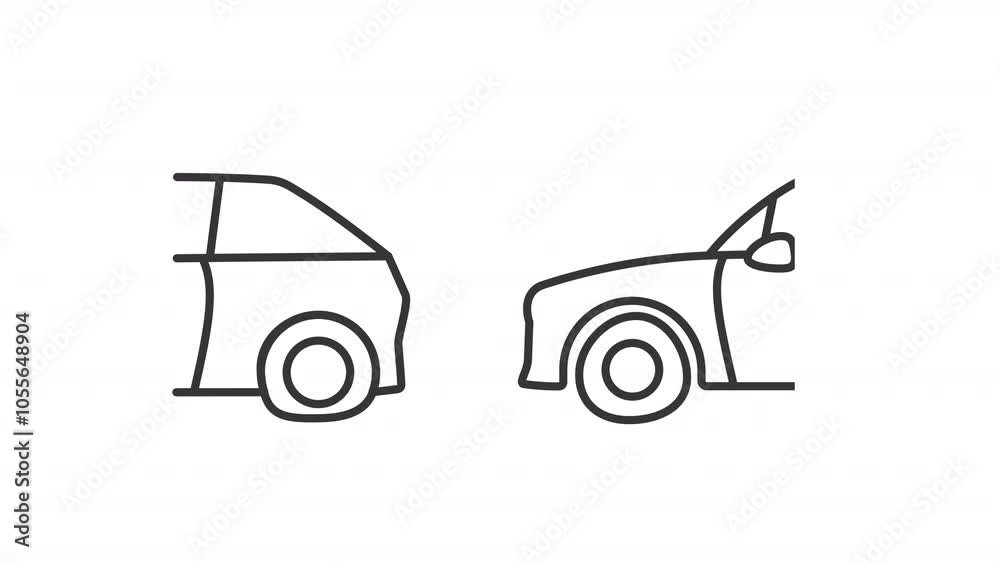 Rear-end collision line animation. Animated car crash icon. Traffic ...