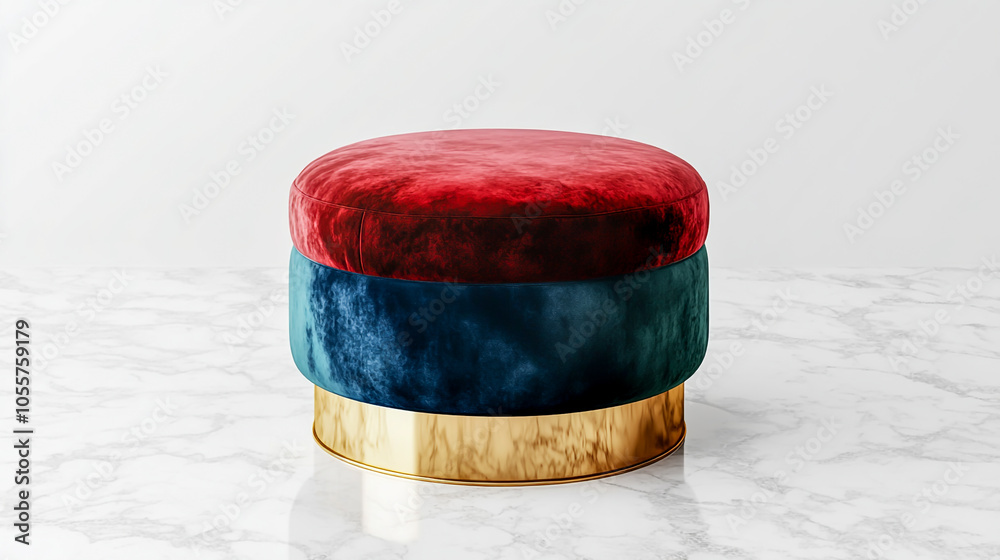 Elegant velvet stool on a transparent background, showcasing rich ...