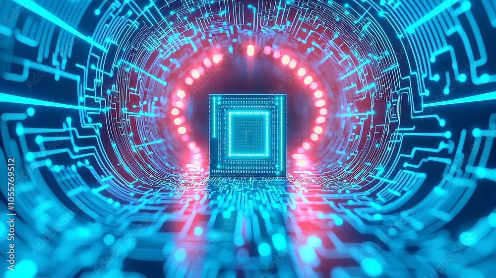 Hightech Circuit Board Innovation, a seamless looping overlay ...