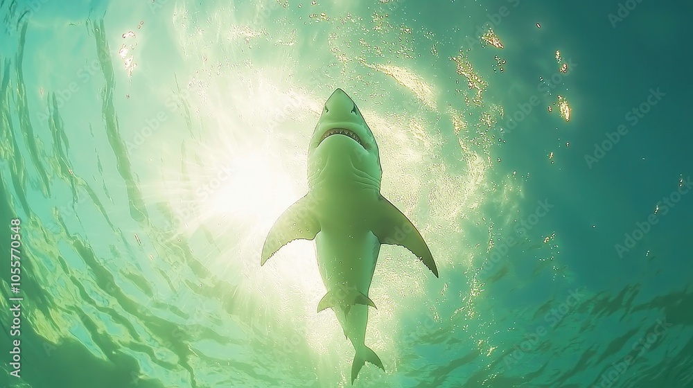 Shark Shadows Gliding Above, a captivating CGI animation showcasing ...