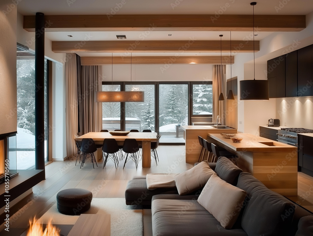 Foto de un unghi mare apropiat in interiorul unui living modern cu note ...