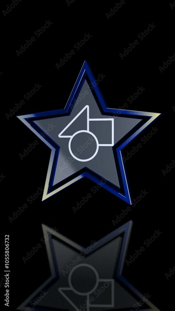 Vertical 3D Rotating Star Icon with Materials Stock Template | Adobe Stock