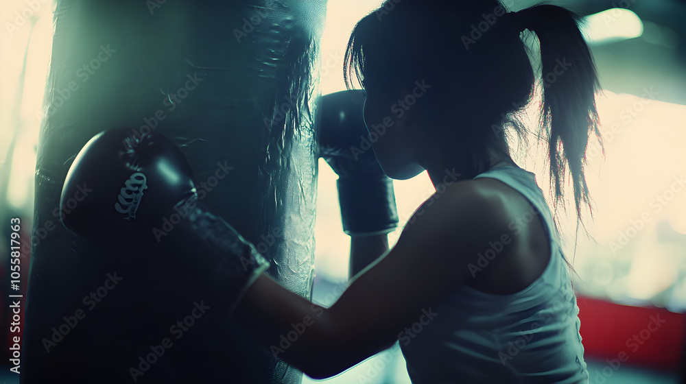 una niña pequeña haciendo deporte practicando box aprendiendo a boxear ...