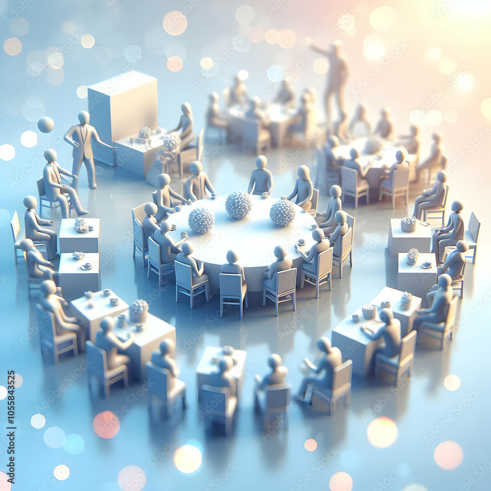 3D Bokeh Business Retreat Concept Professionals Team Activities ...