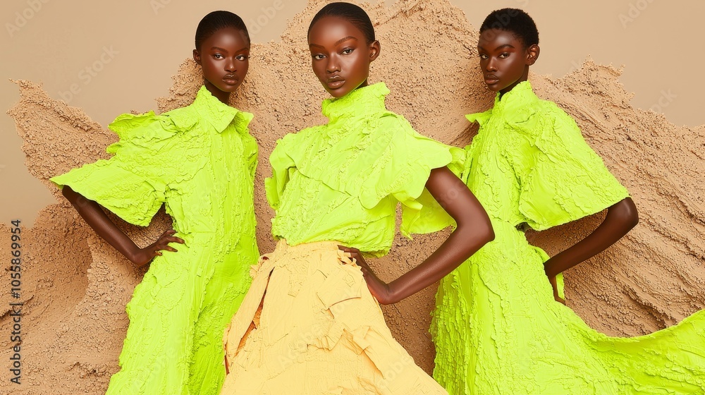 Vibrant fashion showcase bold neon styles and artistic expression ...