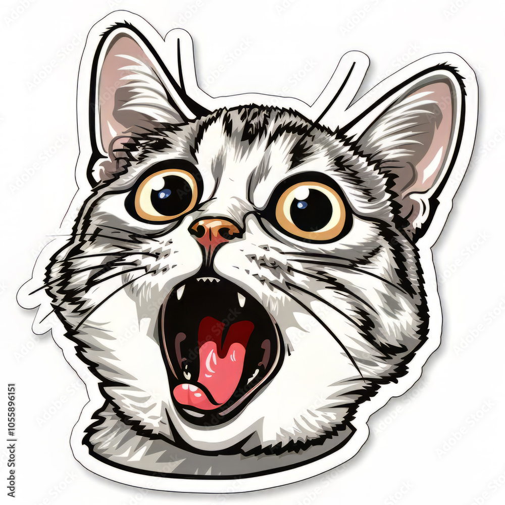high quality sticker logo of cat with funny face doing funny stuff ...