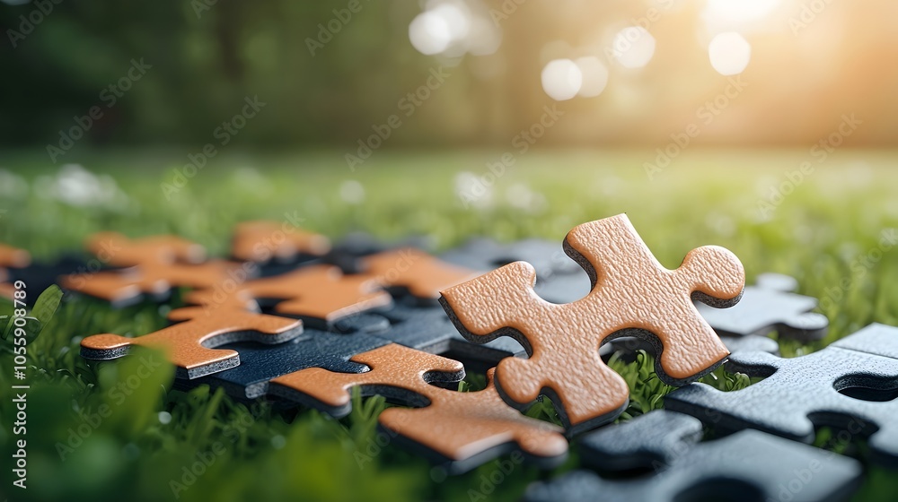 Enchanting Landscape Puzzle Pieces Forming a Captivating Digital Art ...