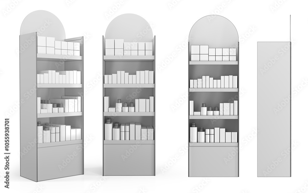 Retail temporary cardboard POS displays with rounded topper and blank ...