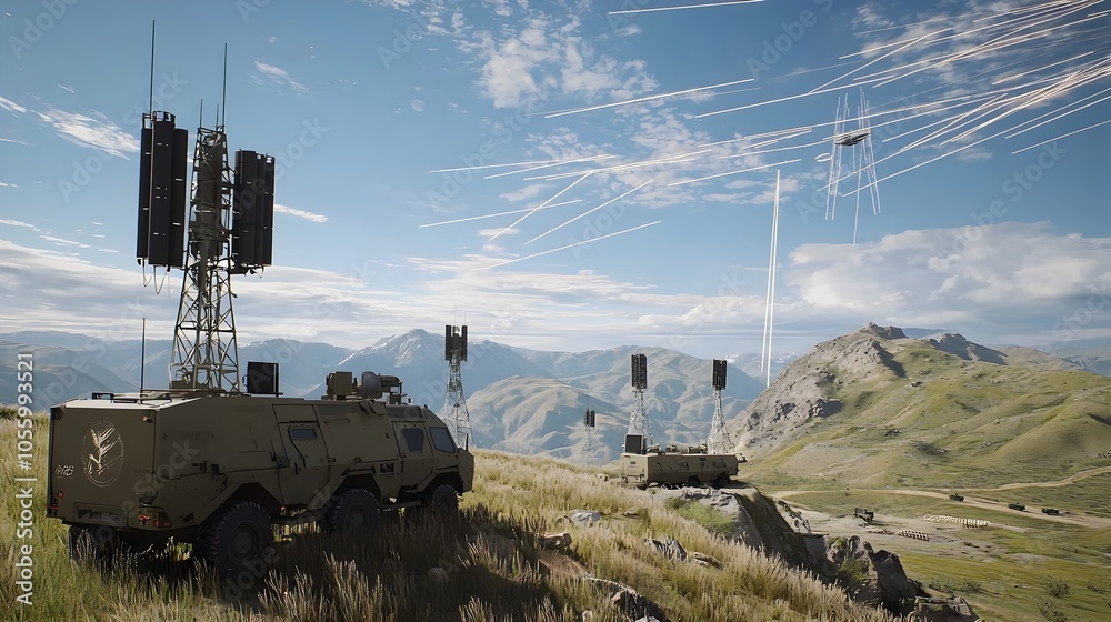 Advanced integrated air defense system with radars missile launchers ...