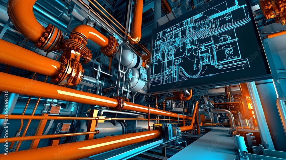 Detailed 3D map of oil pipelines extending to international borders ...