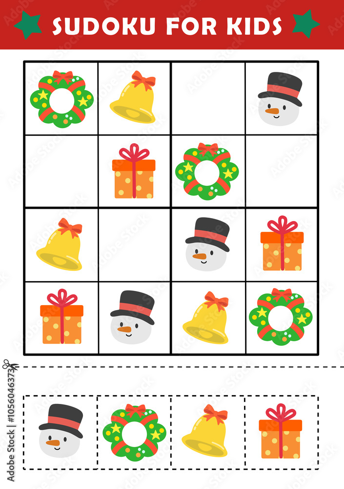 Christmas activity sheet. Sudoku logical reasoning activity for kids ...